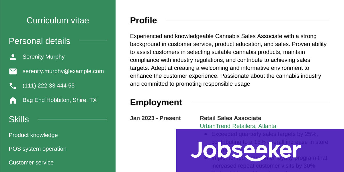 Budtender Resume Example | Jobseeker