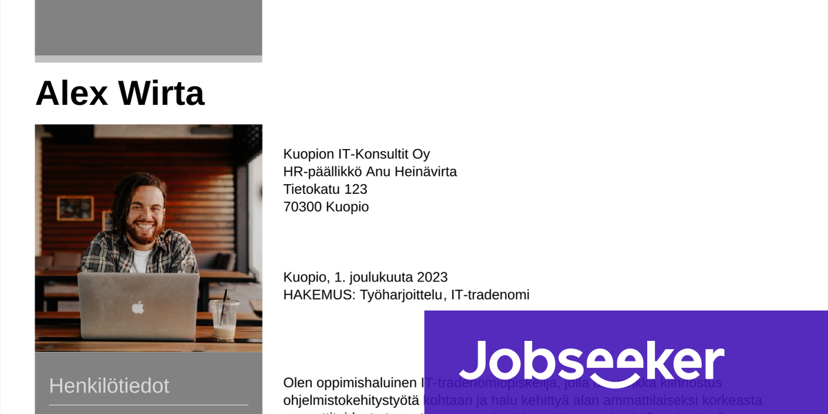 Työharjoittelu hakemus esimerkki ja parhaat vinkit | Jobseeker