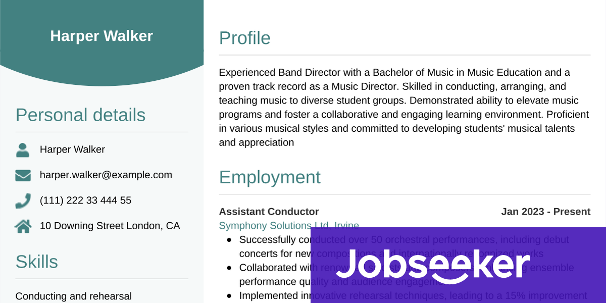 Band Director Resume Example & Writing Guide | Jobseeker