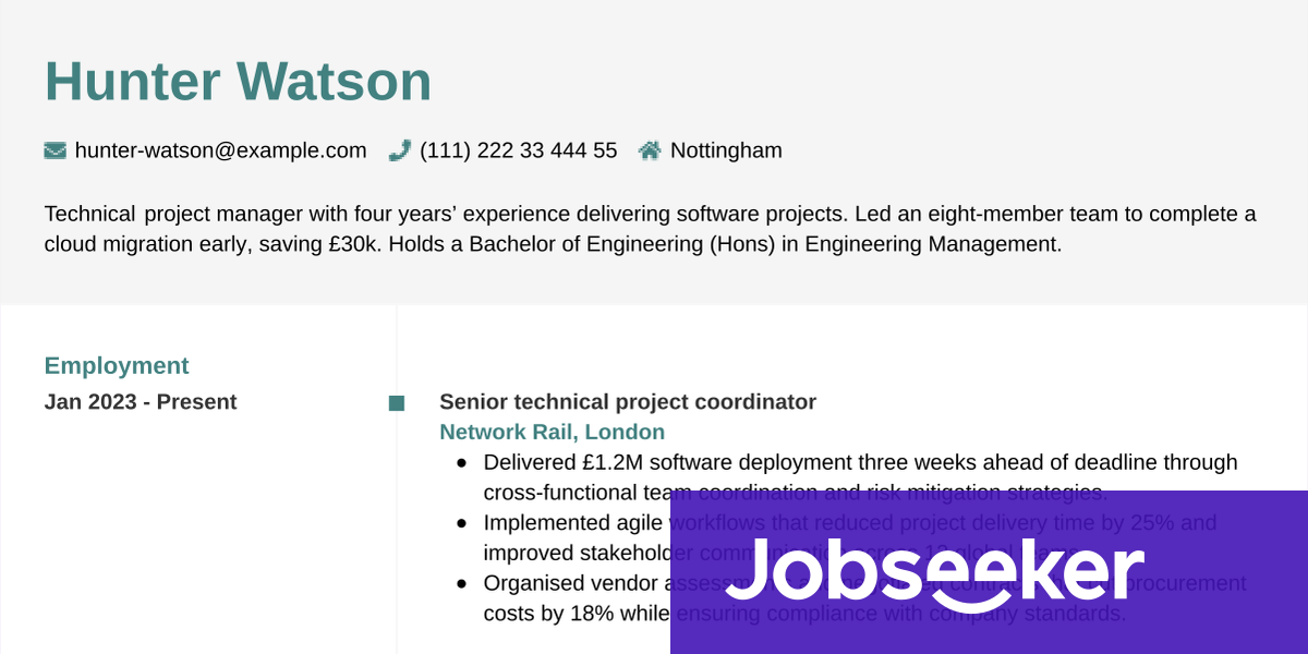 Technical Project Manager CV Writing Guide & Tips | Jobseeker