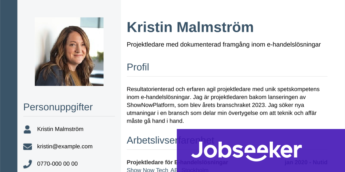 Projektledare CV Exempel | Jobseeker