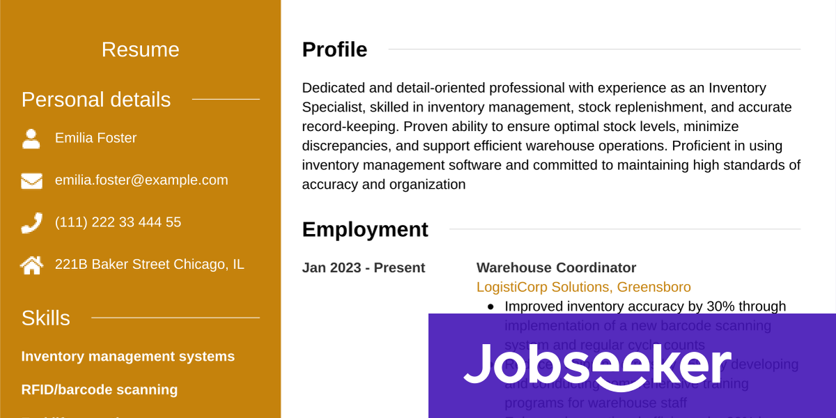 Stocker Resume Example & Writing Guide | Jobseeker