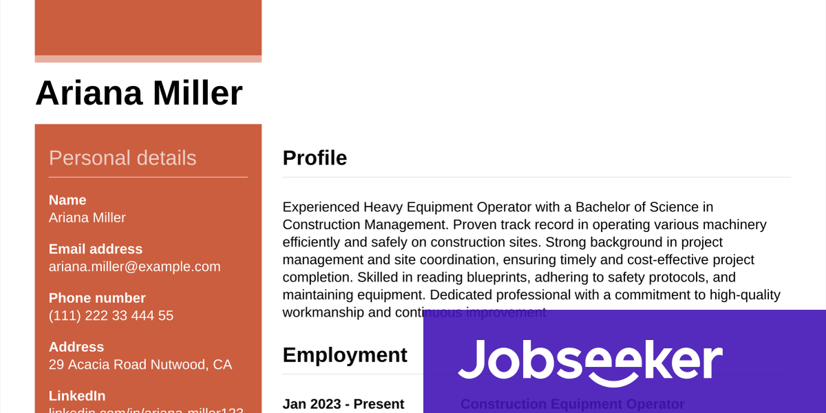 Heavy Equipment Operator Resume Writing Guide & Tips | Jobseeker