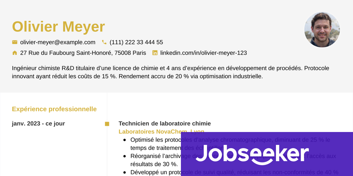 CV d’ingénieur chimiste : exemple et conseils | Jobseeker