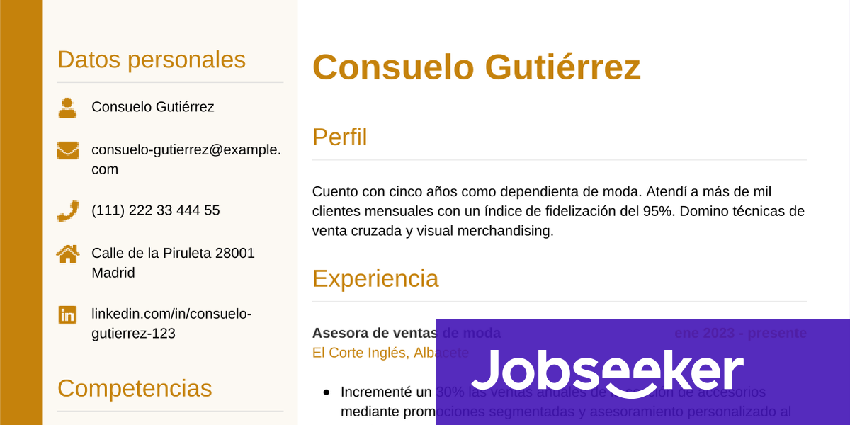 Currículum para Kiabi ejemplo y consejos | Jobseeker