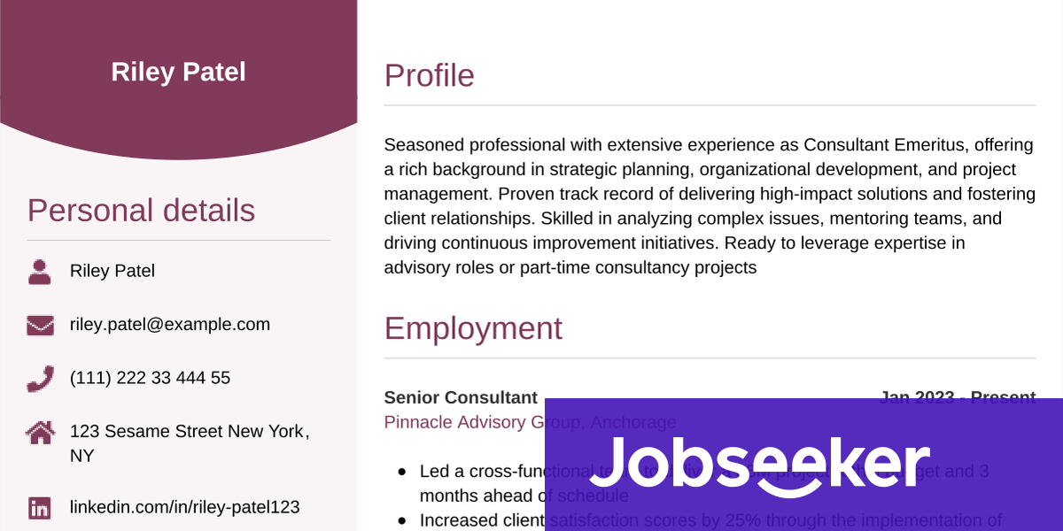 Retired Person Resume Writing Guide & Tips | Jobseeker