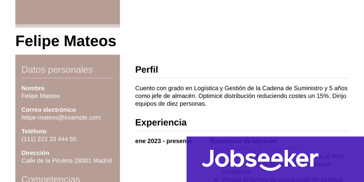 Currículum de jefe de almacén ejemplo y consejos | Jobseeker