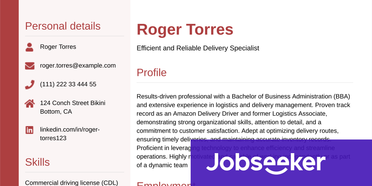 Amazon Resume Example | Jobseeker