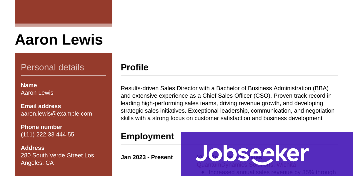 Sales Director Resume Example & Writing Guide | Jobseeker