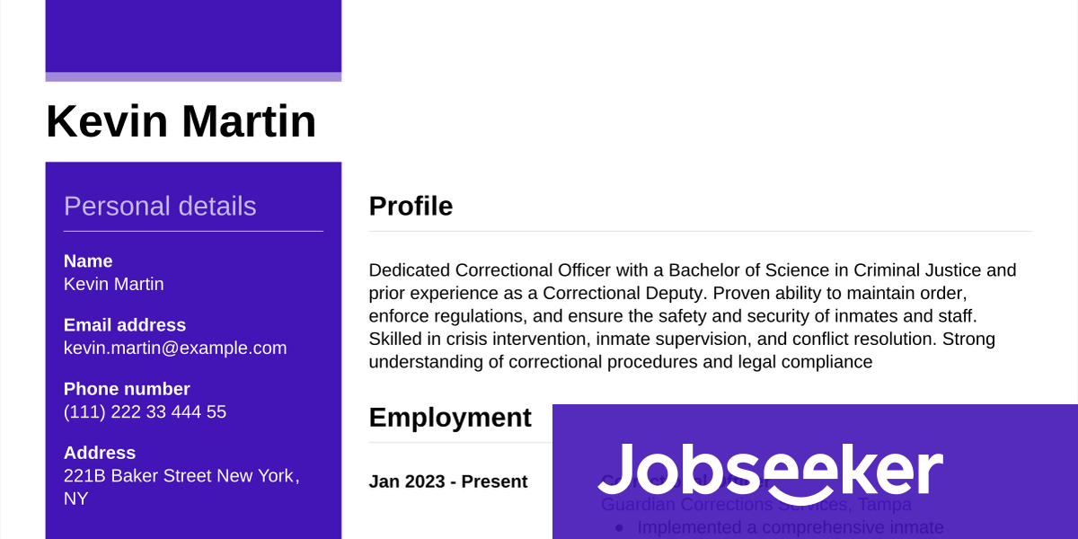 Correctional Officer Resume Example & Guide | Jobseeker
